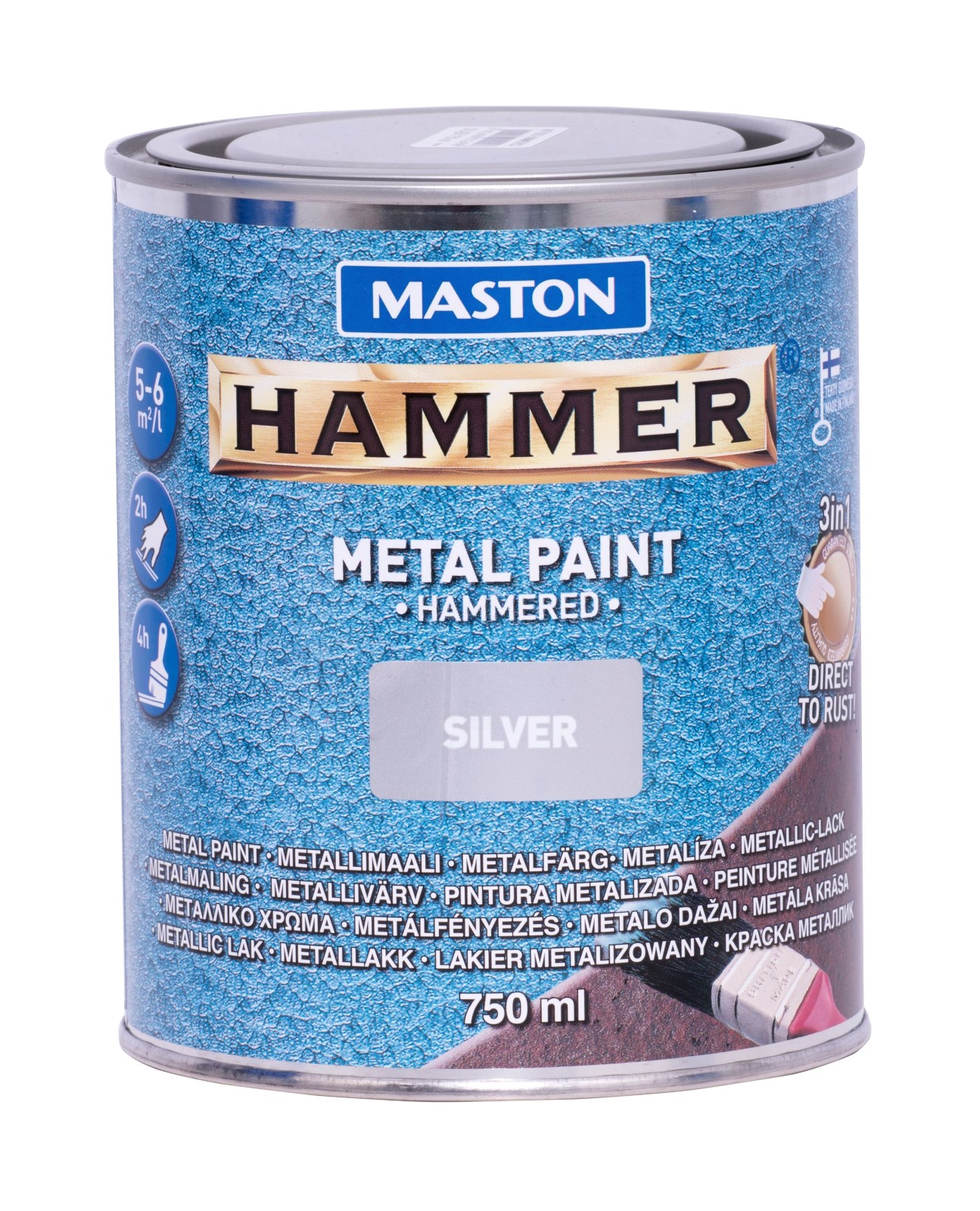 Färg Hammer Hammered Silver 750 ml Allt i ett: rostskydd, primer och ...